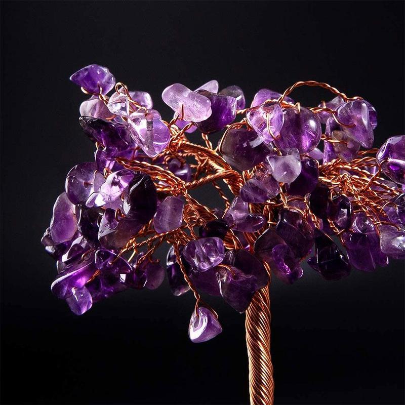 Natural Crystal Lucky Tree Amethyst Rose Quartz Tree of Life Rock ...