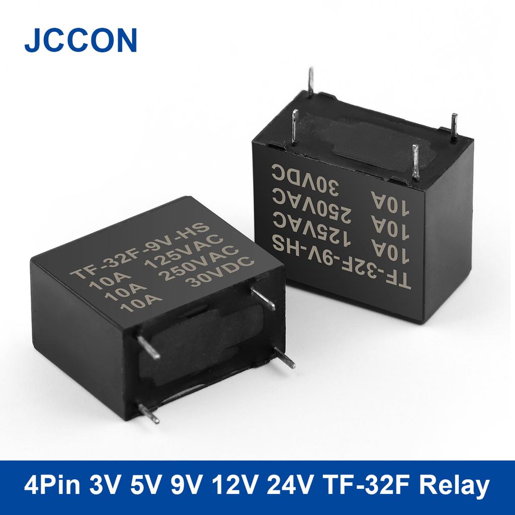 Buy 10Pcs DC Power Relay 4Pin 10A 3V 5V 9V 12V 24V 0.45W Relays PCB ...
