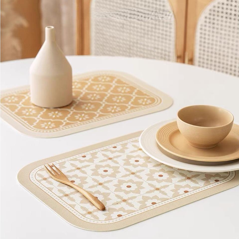 Buy Dining Table Mat Simple Leather Oil Edge Western Dining Mat ...