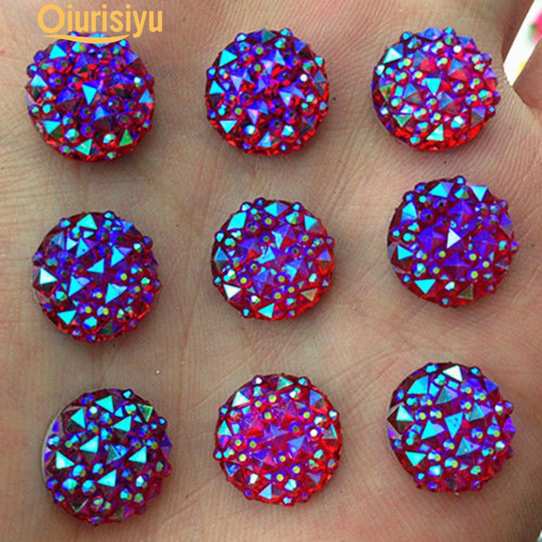 DIY 40Pcs 12mm Round AB Resin Flatback Rhinestones-buy at a low prices ...