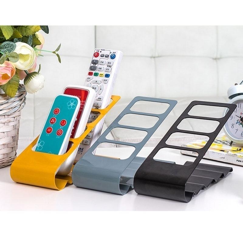 1 PC 4 Grids Plastic Remote Control Storage Rack Space-Saving Storage ...