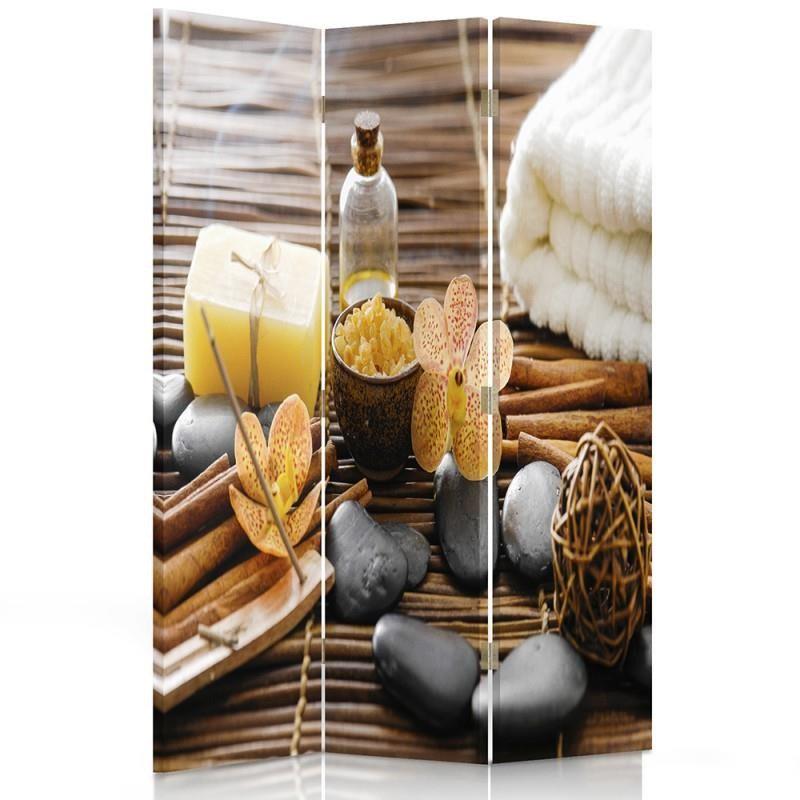 Buy Room Divider Decorative Screen 3 Panels Double-Sided Canvas Spa ...