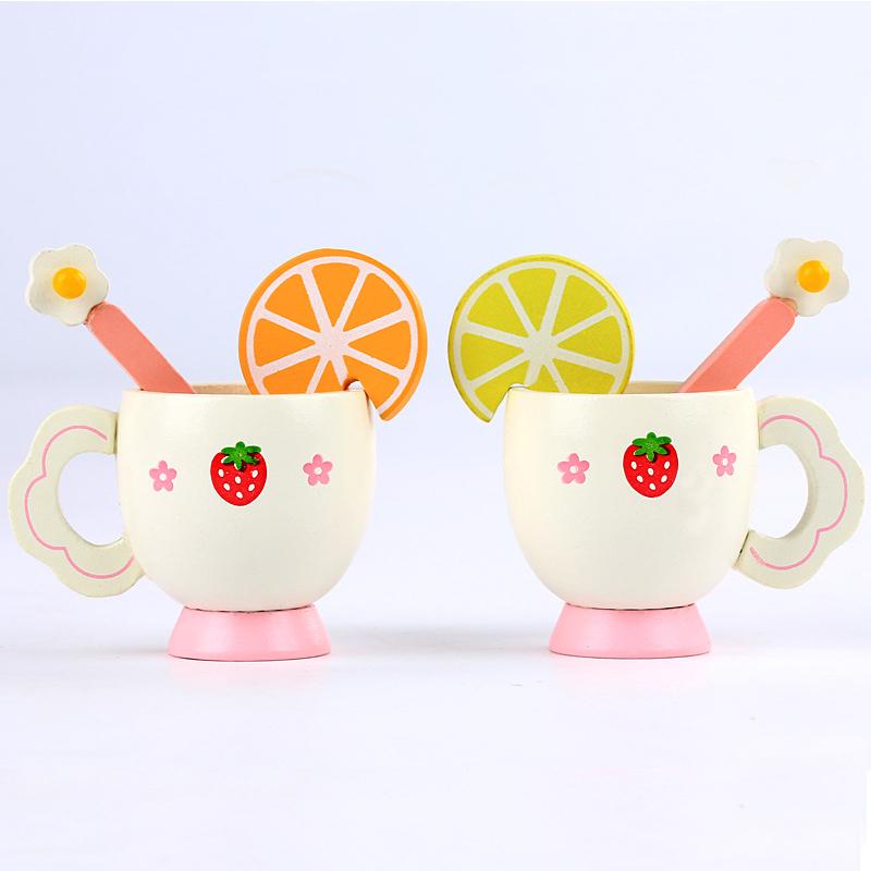 Buy Playing Role Wooden Tray Teapots Mini Kids Kitchen Toy Cup for Tea ...