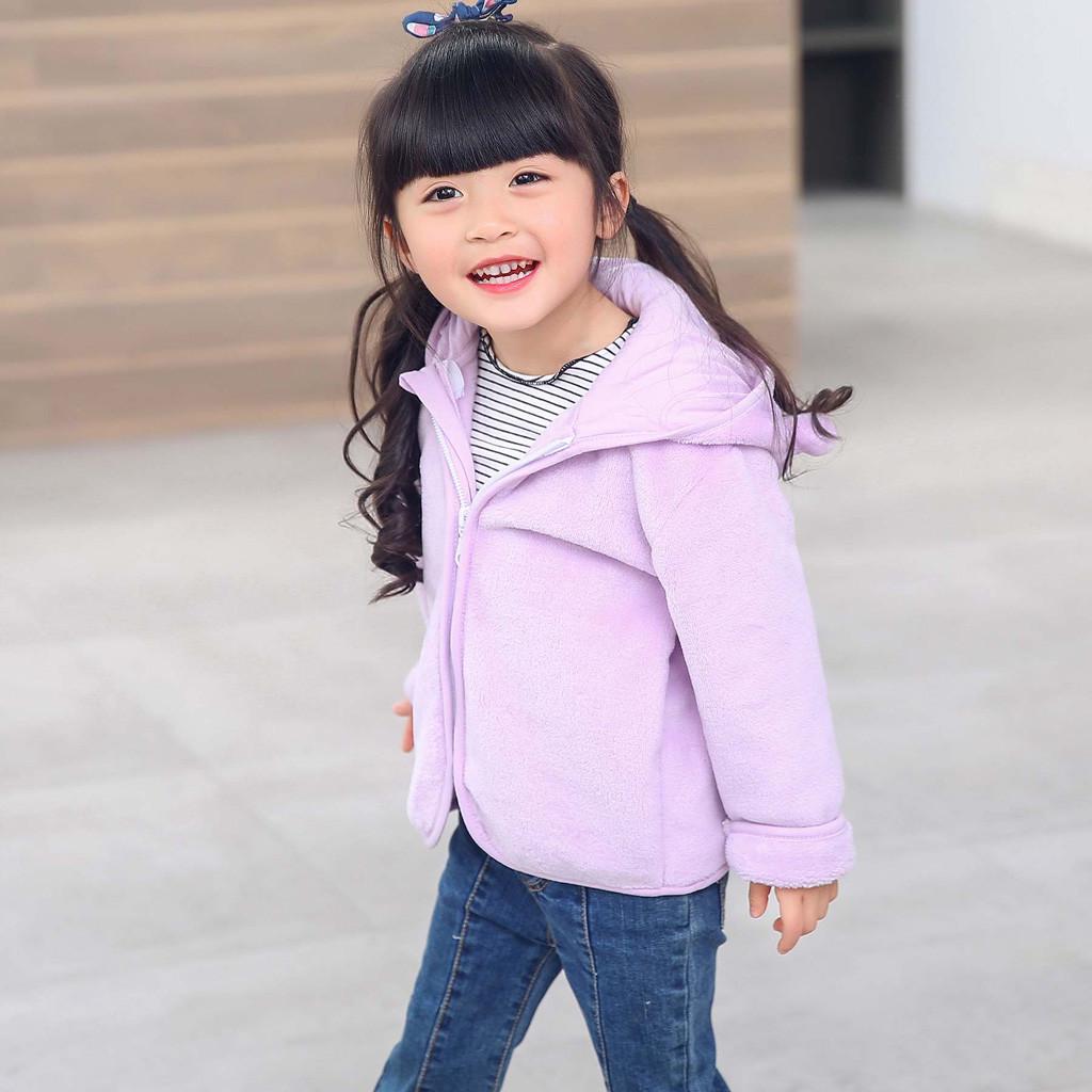 Buy Toddler Kids Baby Gril Boy Warm Solid Cute Ear Zipper Thick Hooded Coat Outwear at ...