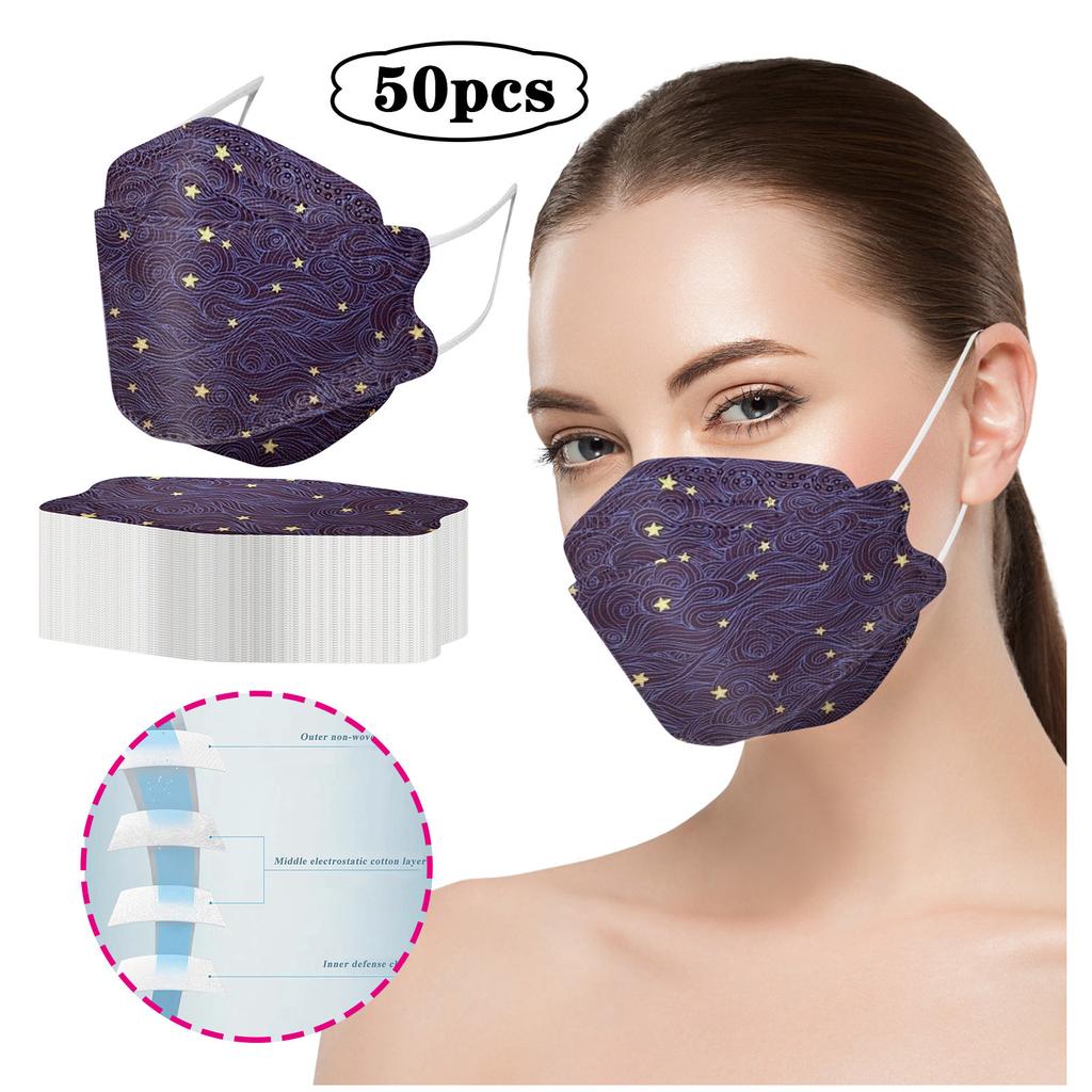 Satın alın (SU)50PCS Adult's Star Printed Outdoor Prevention Fish Mask ...