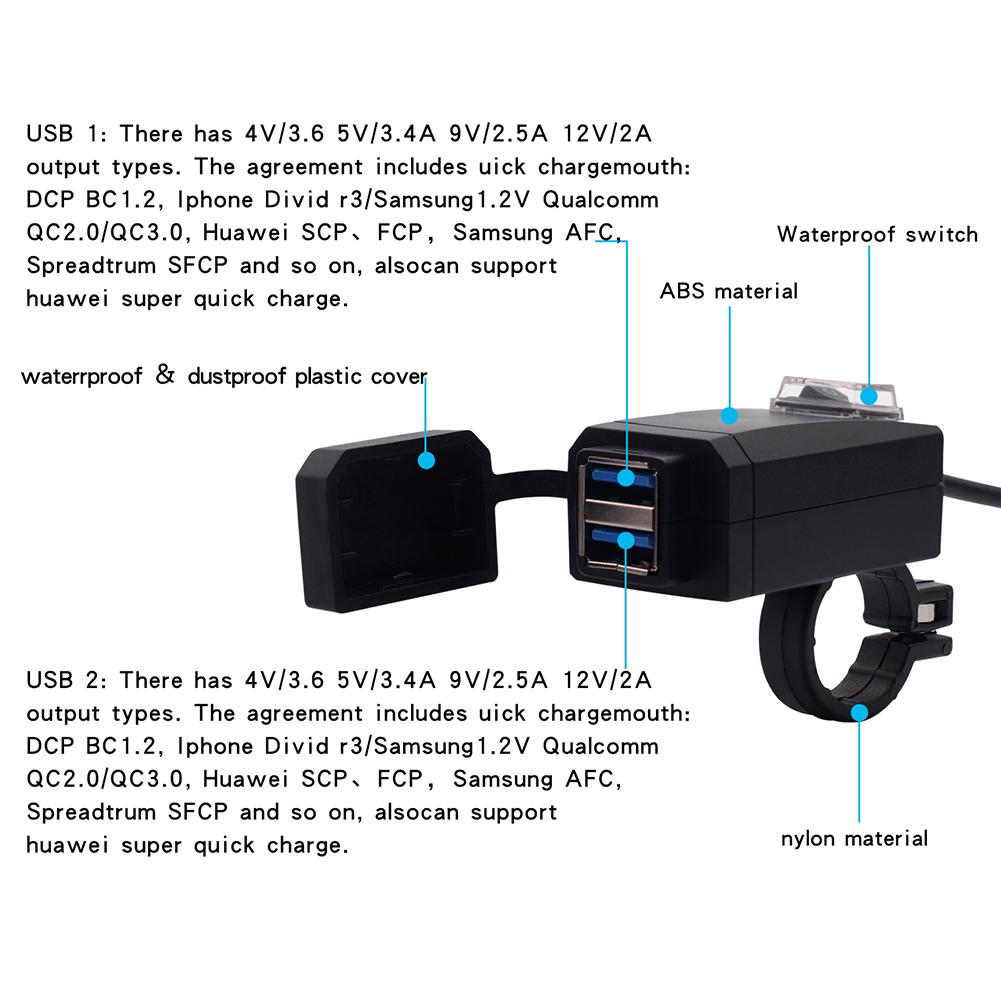 Buy USB Charger Motorcycle Outlet Dual USB Charger +Switch Charger ...