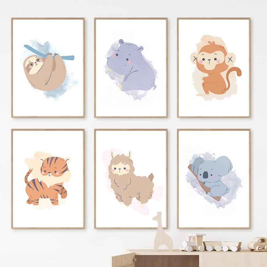 Buy Alpaca Koala Sloth Tiger Hippo Monkey Wall Art Posters Prints ...