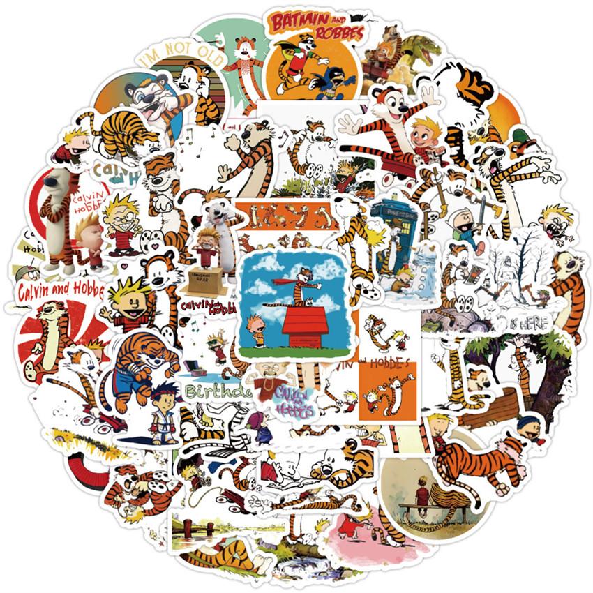 50Pcs/Set Calvin and Hobbes Series 01 Stickers DIY Fashion Mixed ...