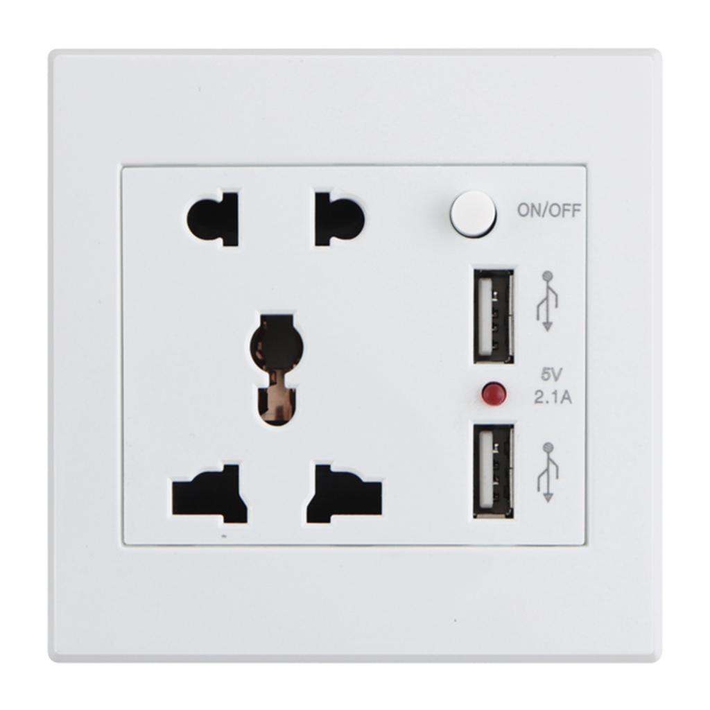 Five-hole switch control USB charging plug-in multi-function dual USB ...