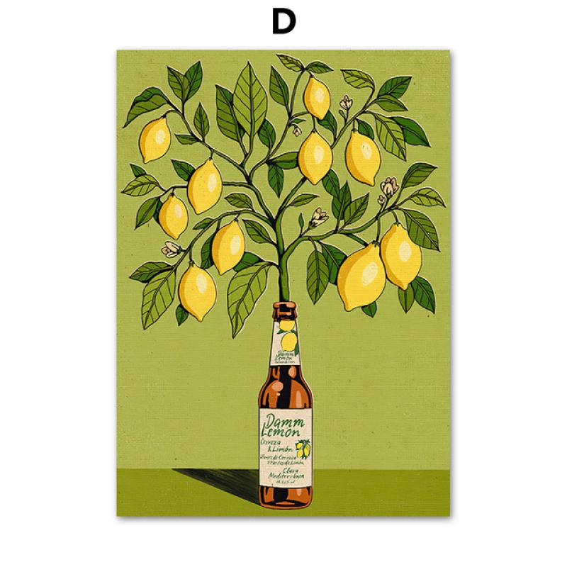 Funky Lemon Monster Gin Beer Scotch Abstract Wall Art Canvas Painting ...