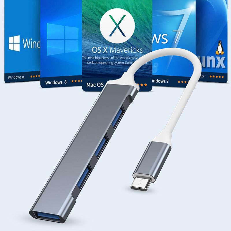 Cheap 4 Port Type C USB Hub Splitter Adapter OTG USB Port Expansion for ...