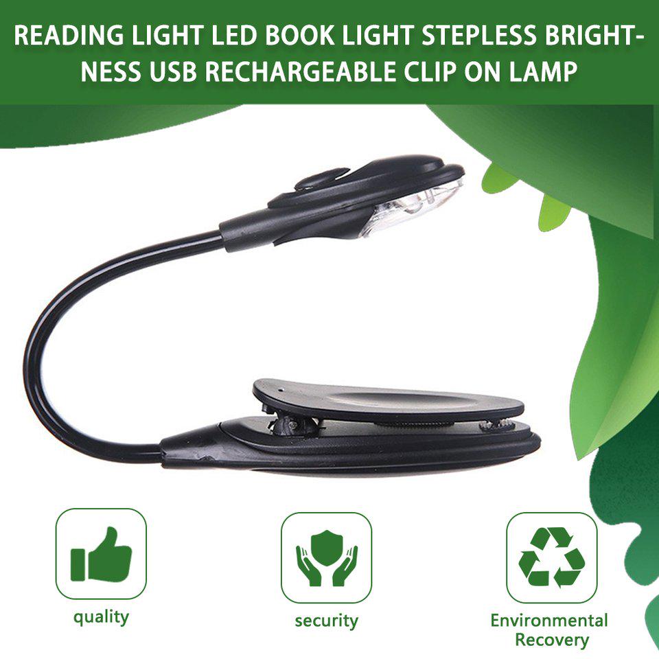 Reading Light LED Book Light Stepless Brightness battery Clip On Lamp ...