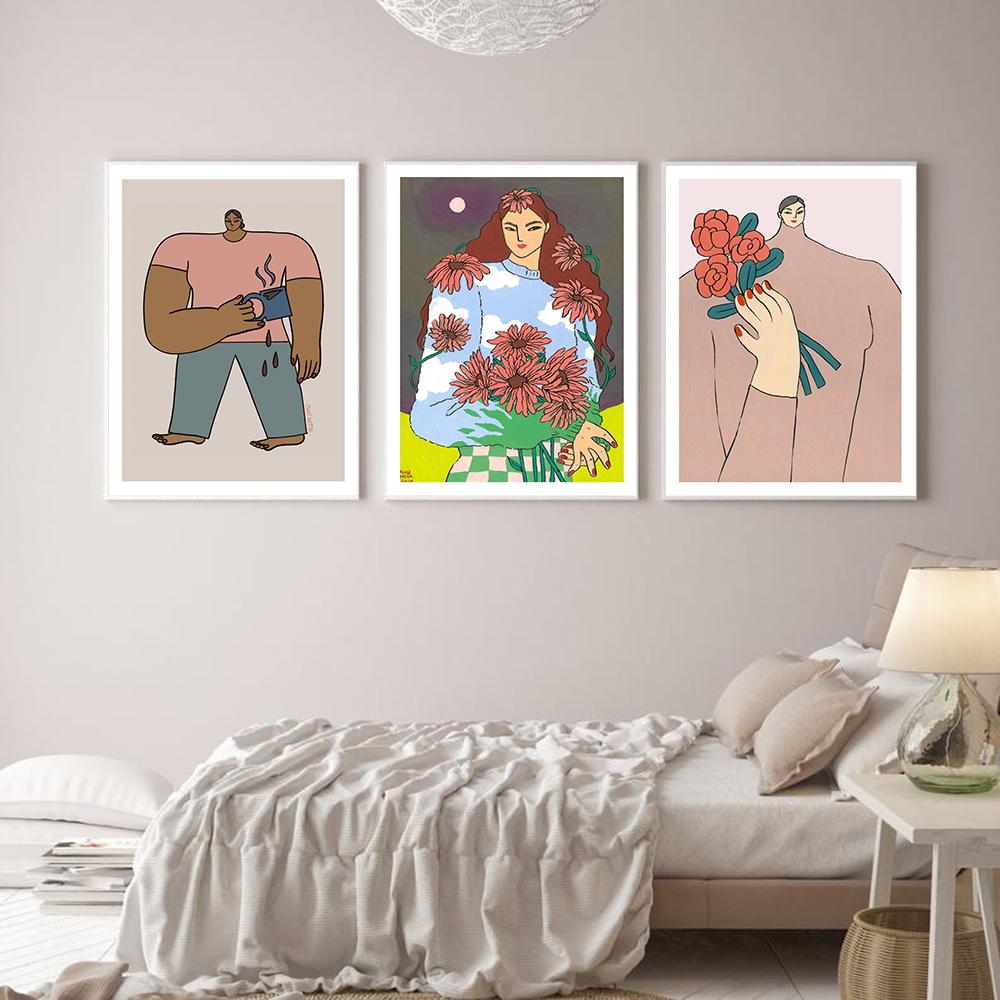 Cheap Self Portrait Art Prints Abstract Flowers Character Canvas ...