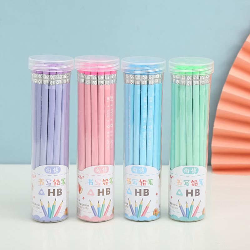 Buy 36 Pcs Wooden HB Pencil Candy Color Barrel Student Writing Pen With ...