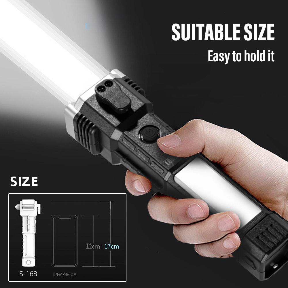 Buy Super Bright LED Flashlight with Safety Hammer and Strong Magnets ...