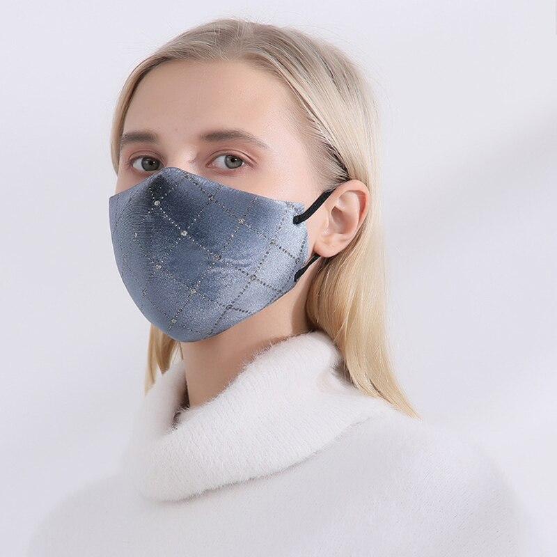 Buy New Shiny Rhombus Plaid Face Mask Women Bling Decoration Adjustable ...