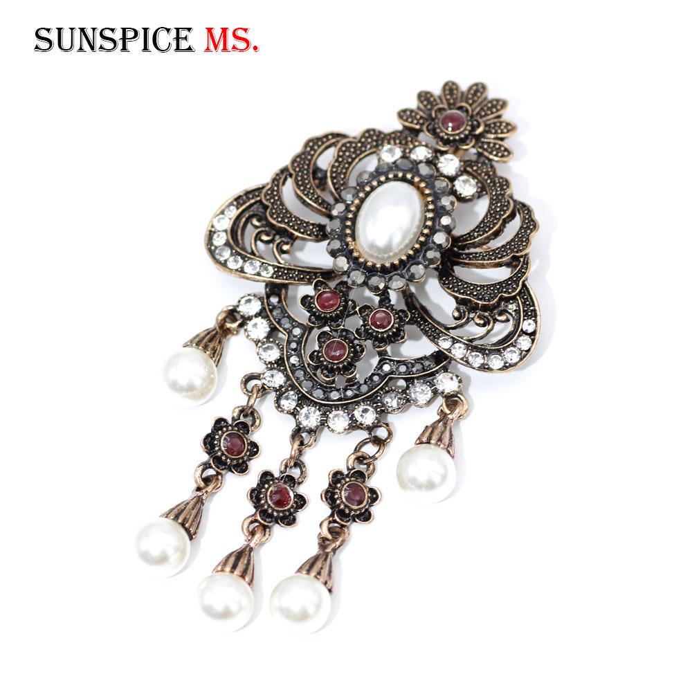 Cheap SUNSPICE MS Ethnic Turkish Imitation Pearl Brooch Pin for Women ...