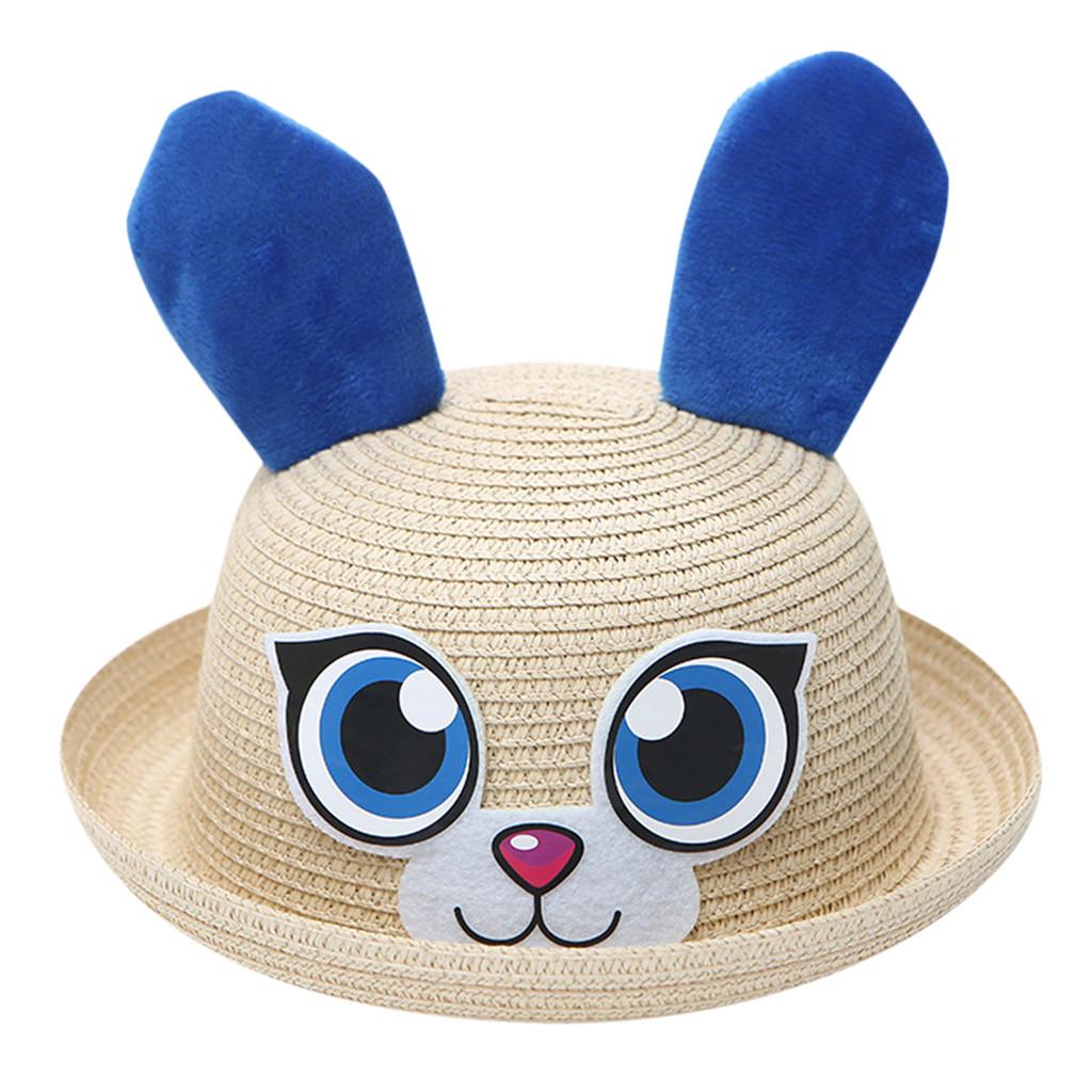 Buy JNE Breathable Rabbit Cartoon Hat Kids Ears Straw Hats Summer Baby ...