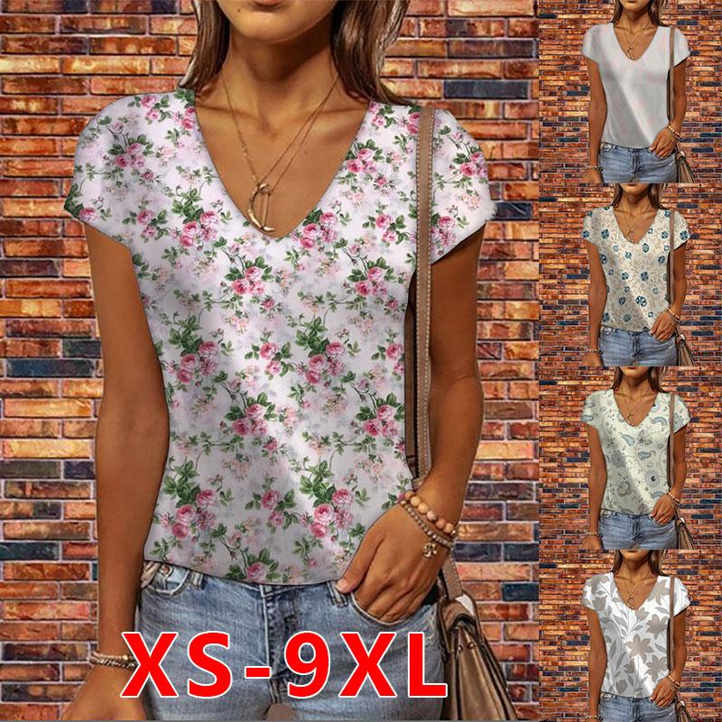 Літні повсякденні вільні смуги футболки Плюс розмір V-подібного вирізу ...
