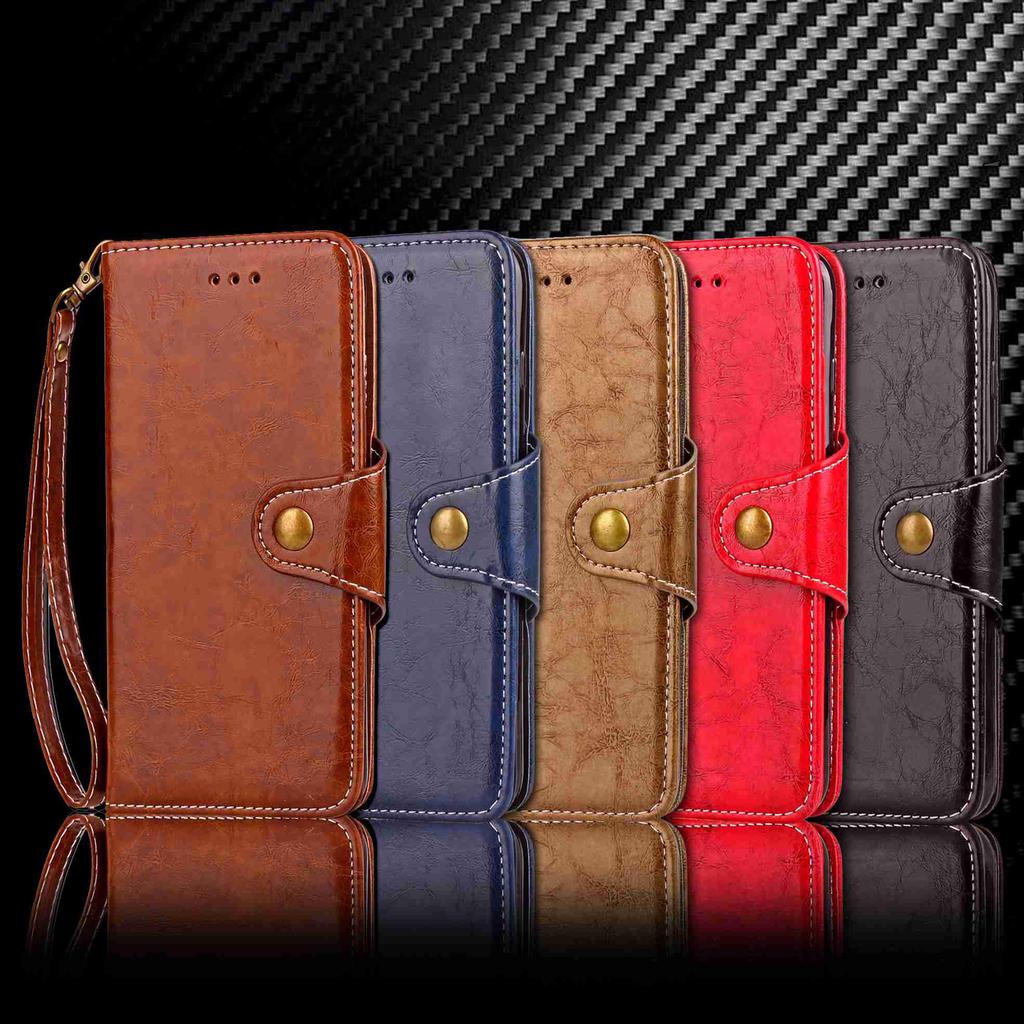 Buy Oil Hand Touch Leather Wallet Phone Case with Card Holder Hand ...