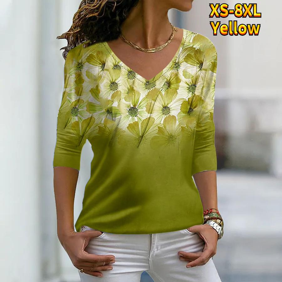 Cheap Women Autumn Line Up the Flowers Printed Long Sleeve T-Shirts ...