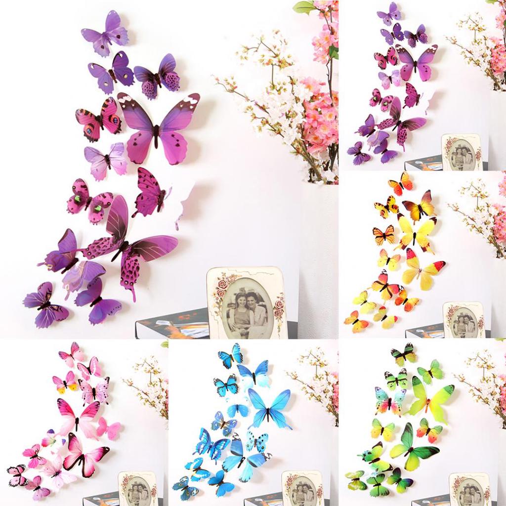 Buy 3D Gradient Butterfly Wall Stickers Wings Foldable Decal Indoor ...