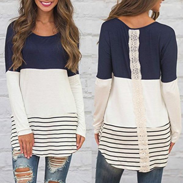 Buy Women's Back Lace Tops Long Sleeve T-shirts Blouses at affordable ...