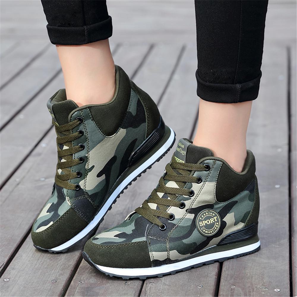 Buy Women's Sneakers Autumn Breathable Height Increasing Lace-up ...