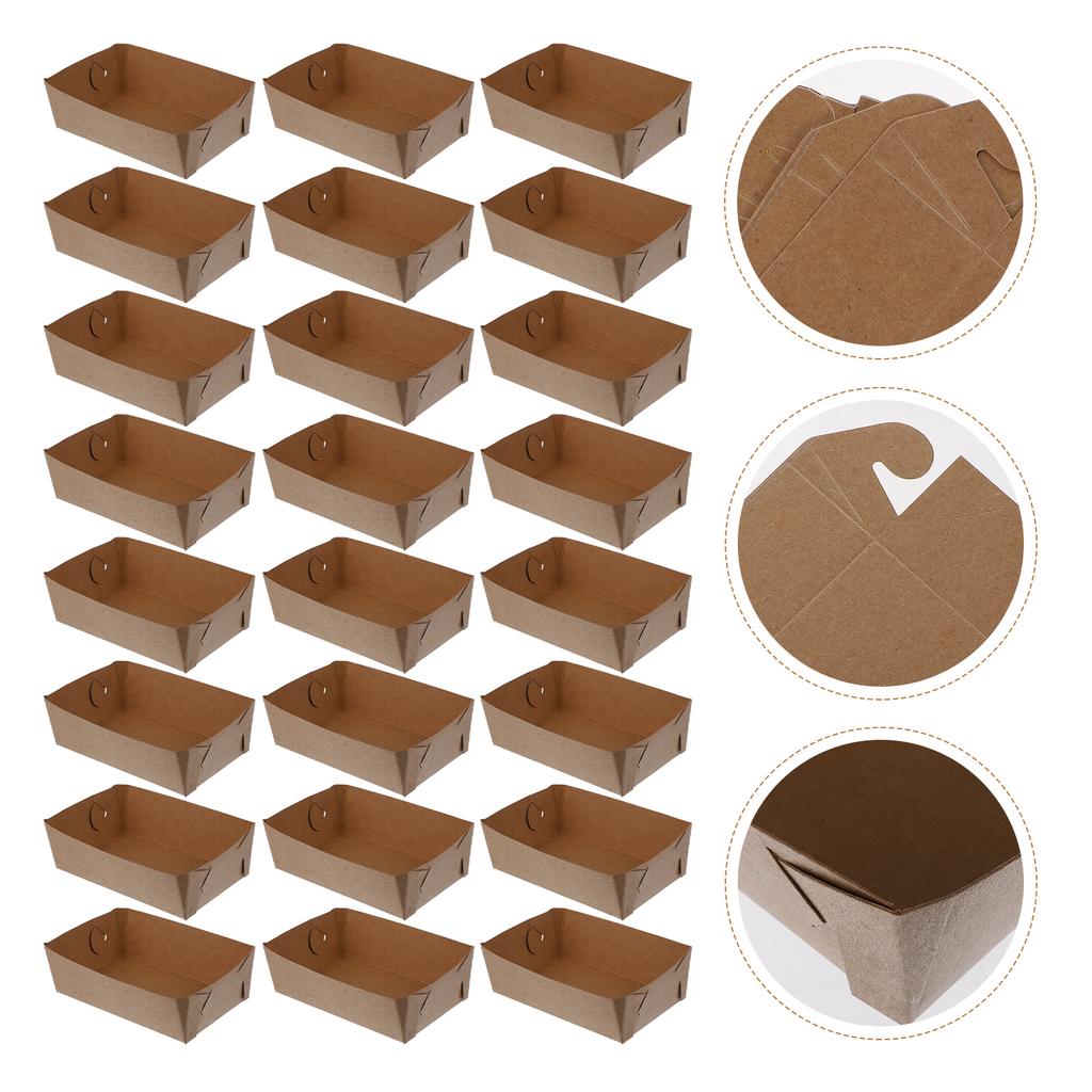 Buy 50 Pcs 1 Set Practical Food Cases Kraft Paper Food Containers ...