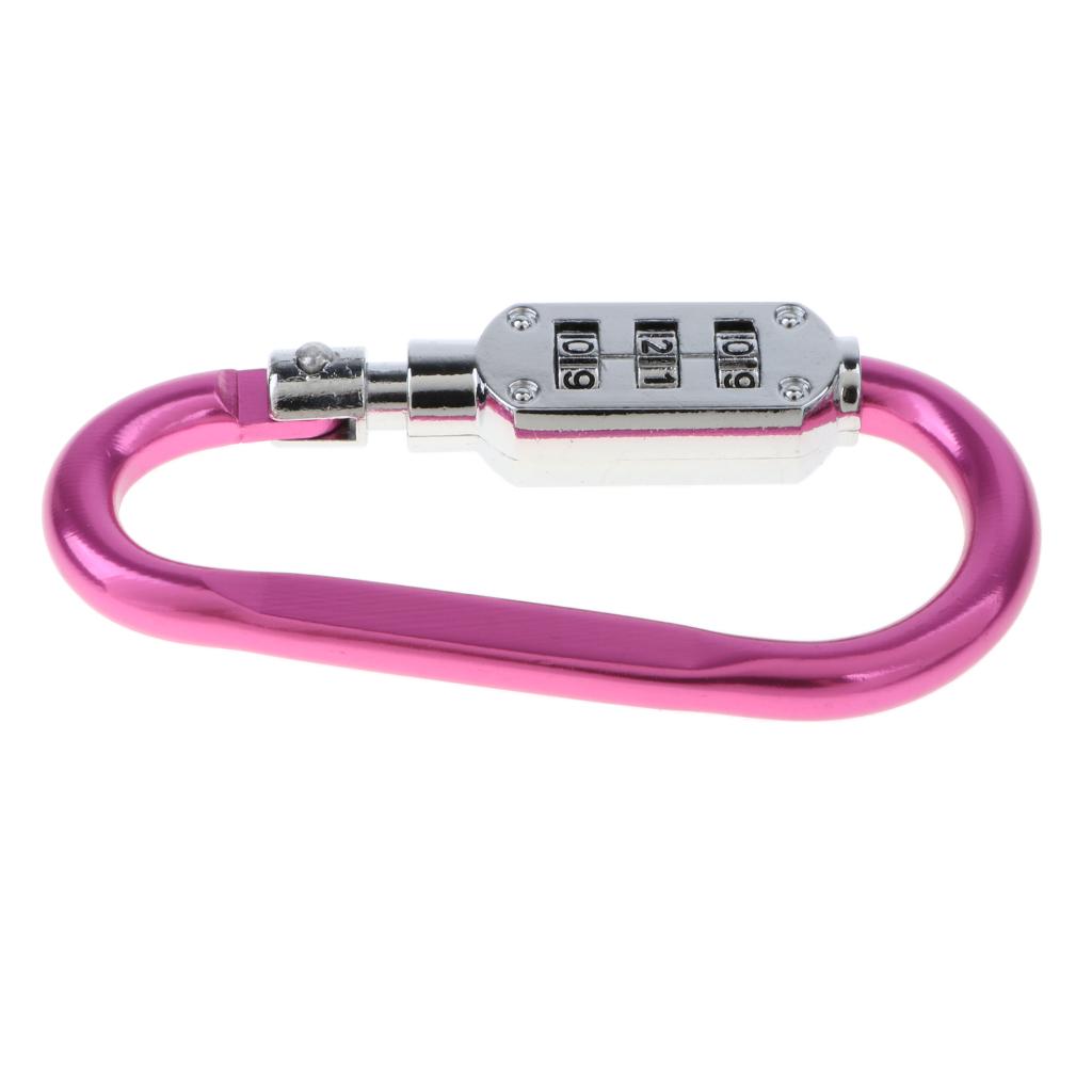 Buy Carabiner Hook Buckle Clip Keychain with 3 Digits Combination Lock ...