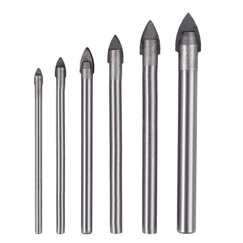 6pcs Ceramic Tile Bit Diamond Glass Hard Tiles Spade Drill Tungsten ...