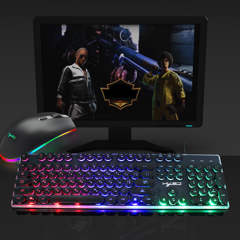 Buy V300 USB Wired Gaming Keyboard Backlight Steampunk Keys + Wired ...