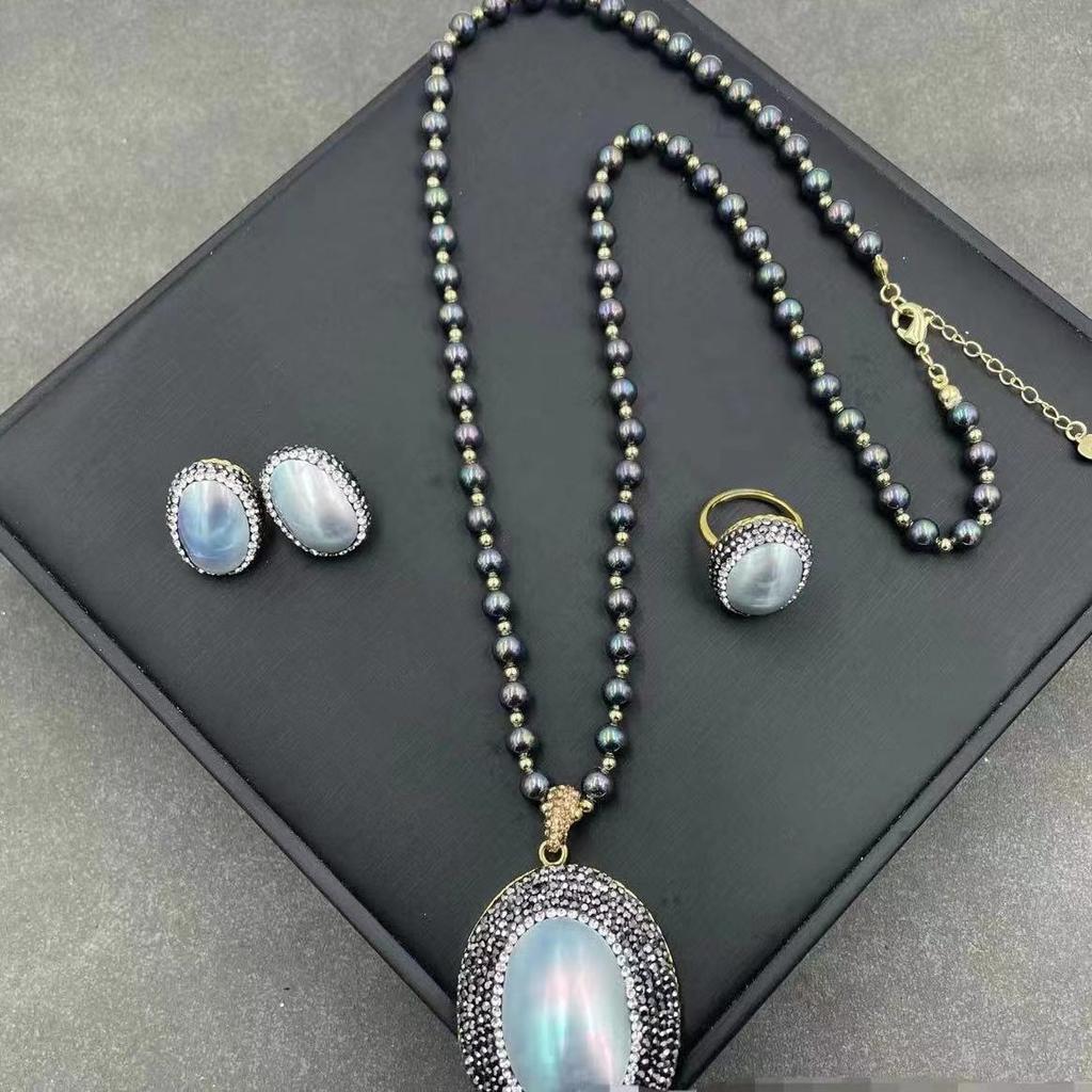 Buy Natural Deep Sea Pearl Mabei Jewelry Set Fashionable and ...
