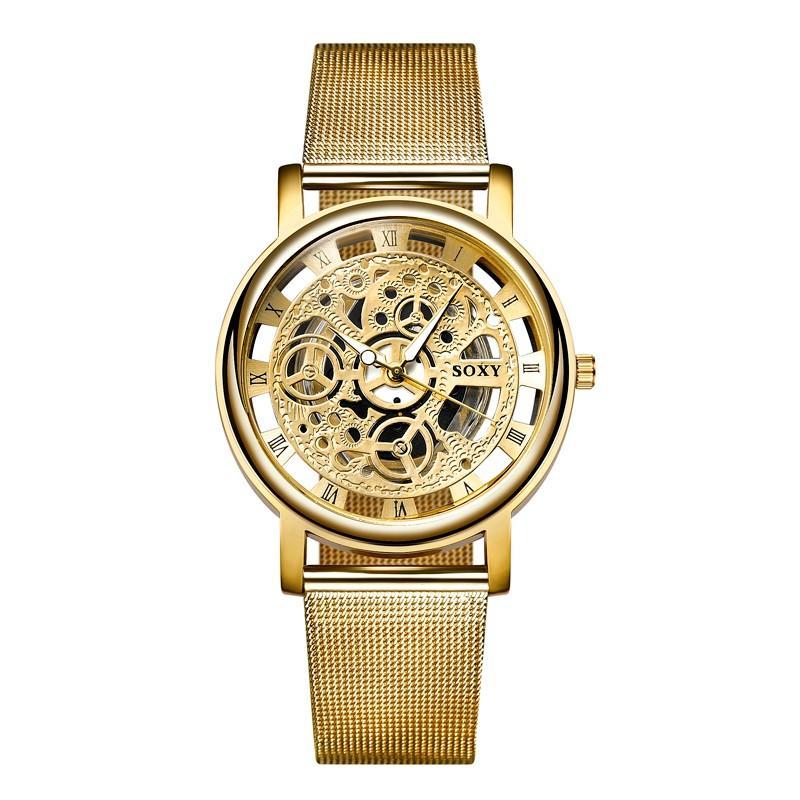 Fashion Business Skeleton Watch Women Engraving Hollow Dress Quartz ...