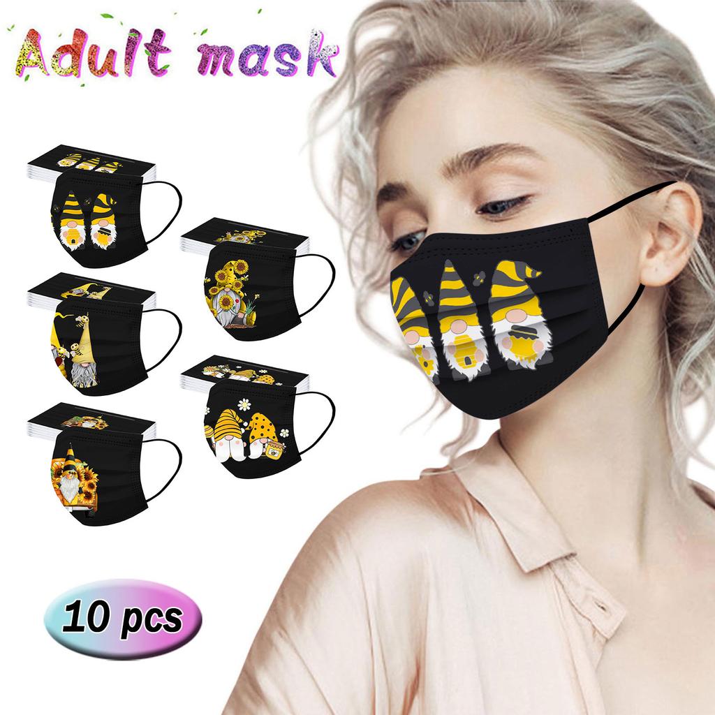 Buy 10PCS Adult's Bee festival Printed Outdoor Prevention Face Masks at ...