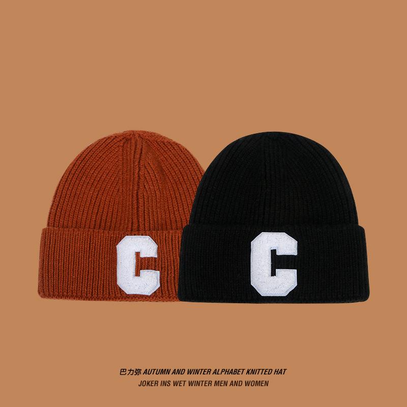 Buy Letter Wool Hat Couple's Ins Net Red Knitted Hat Women's Autumn ...