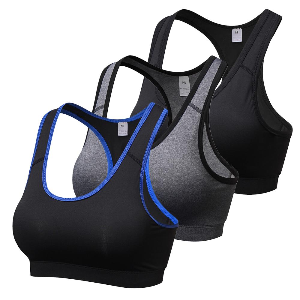 Buy 3 Pack Women Padded Racerback Sports Bras Gym Fitness Workout ...