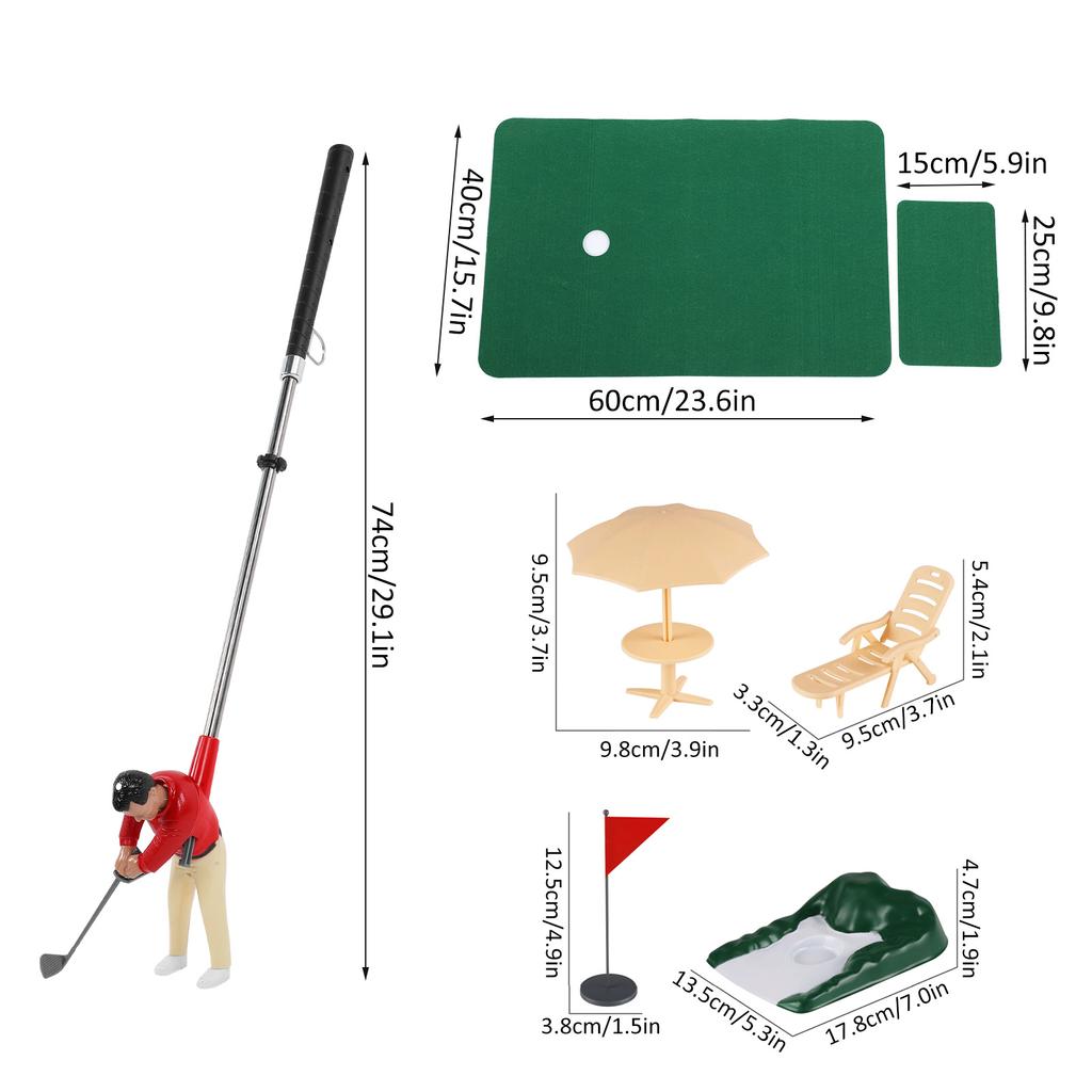 Indoor Mini Golfing Game Kit Set Toy with Green Pad Putter Ball Chairs ...