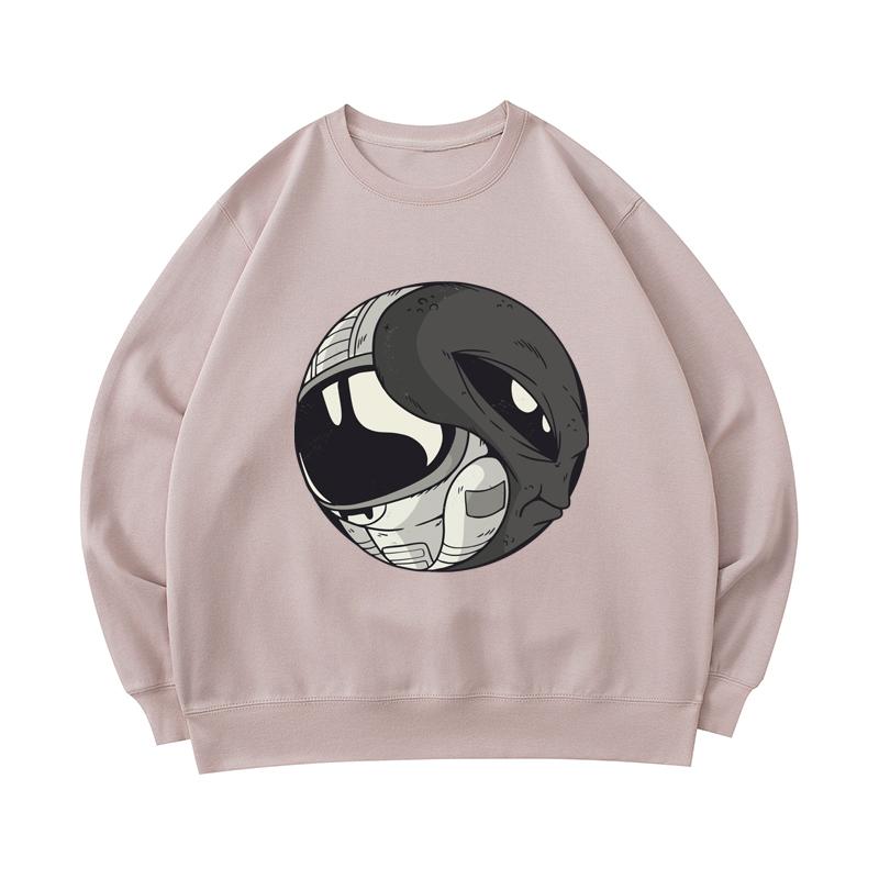 Buy Men's 300 GSM 100% Cotton Sweatshirt Alien And Astronaut Ying And ...