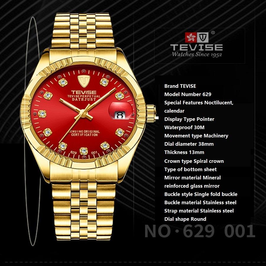 Buy Tevise Men Mechanical Self-Wind Stainless Steel Watch Luxury Gold ...