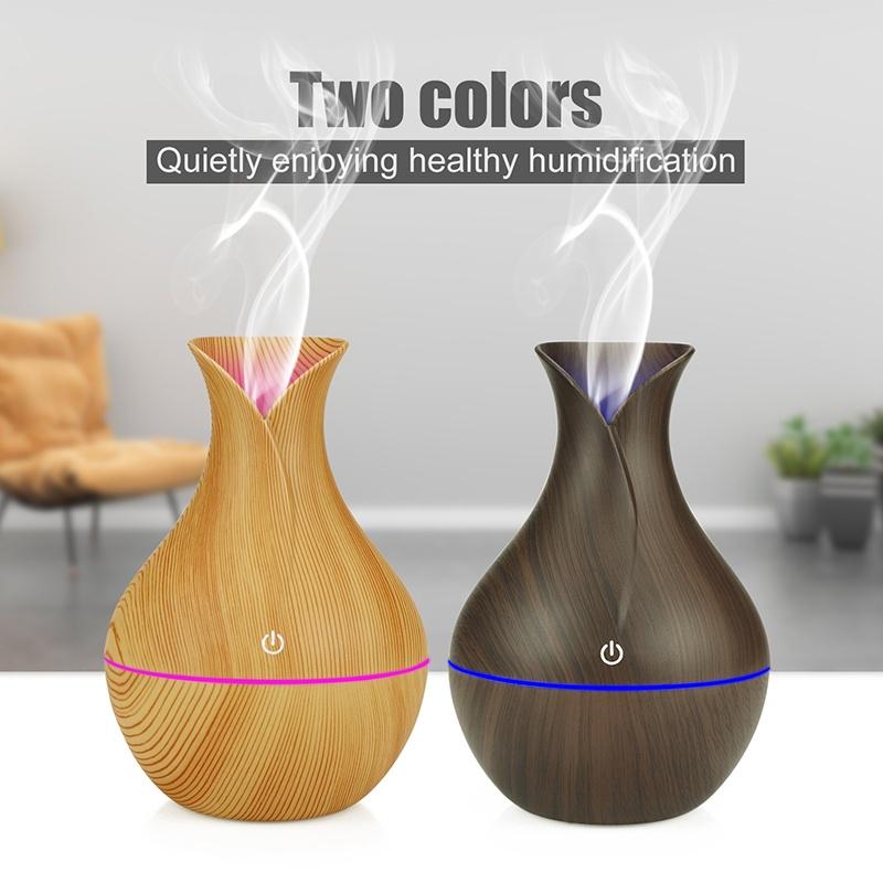 USB LED Ultrasonic Aroma Wood Humidifier Essential Oil Diffuser ...
