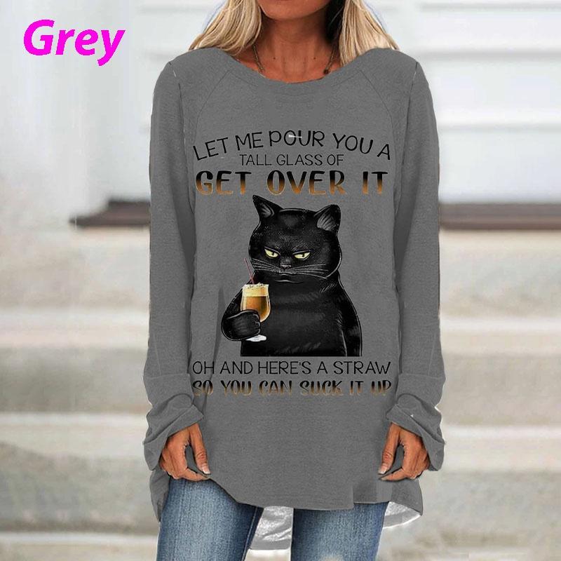 Herbst und Winter Frauen Lustige schwarze Katze Lassen Sie mich Sie ...