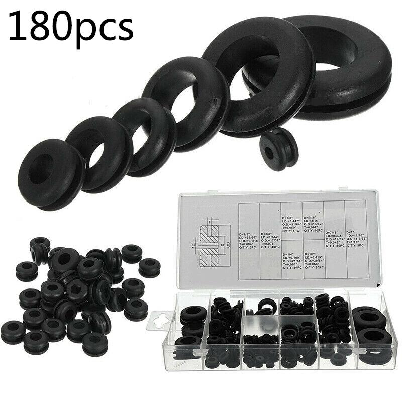 Buy 180Pcs Black Cable Sealing Rubber Gaskets Washer Grommet Assortment ...
