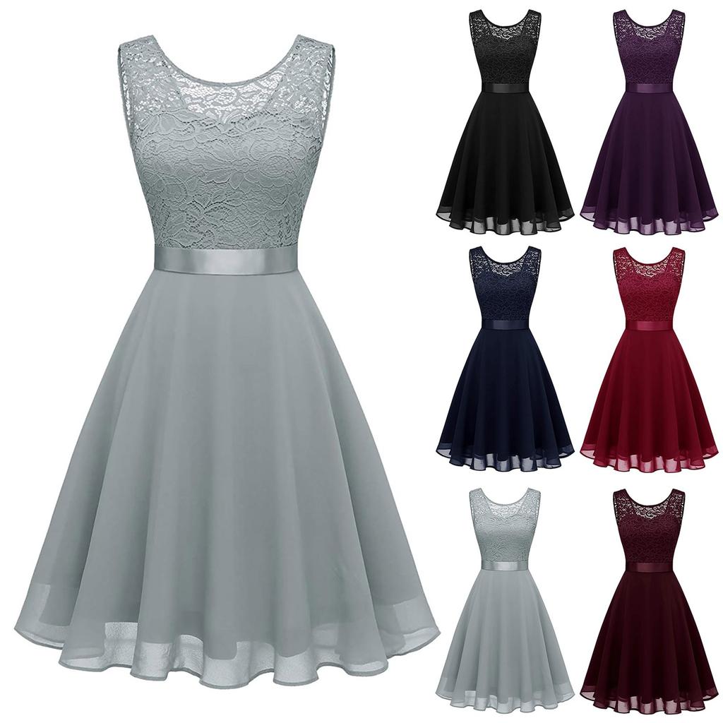 Buy Women Elegant Lace Sexy Splicing Slim Temperament Bottom Dress ...