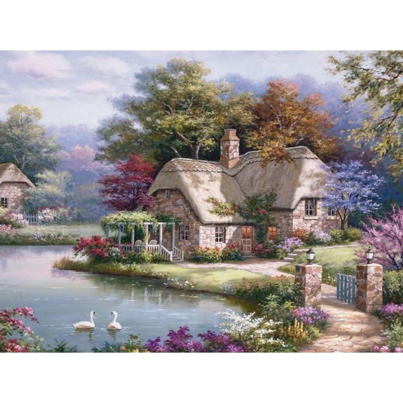 Full Round 5D Diamond Painting Nature Landscape 5D DIY Diamond Embroidery Cross Stitch Home ...