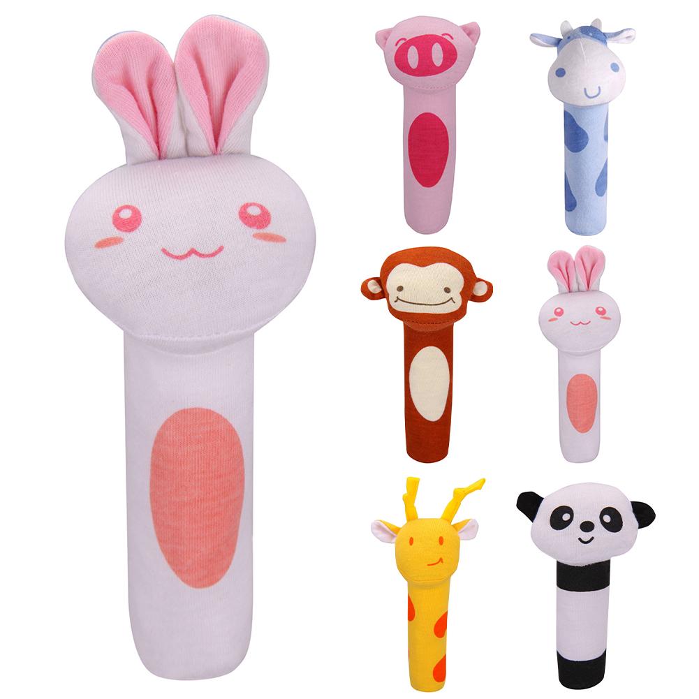 OF-SE Soft Hand Cartoon Shape Sound Rattle with Gripping Toy Cradle ...