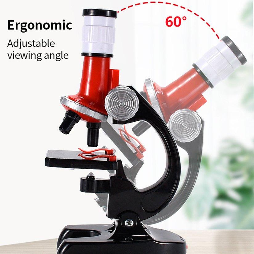 Buy Amber Baby Kids Microscope Kit Science Lab LED 100-1200X Biological ...
