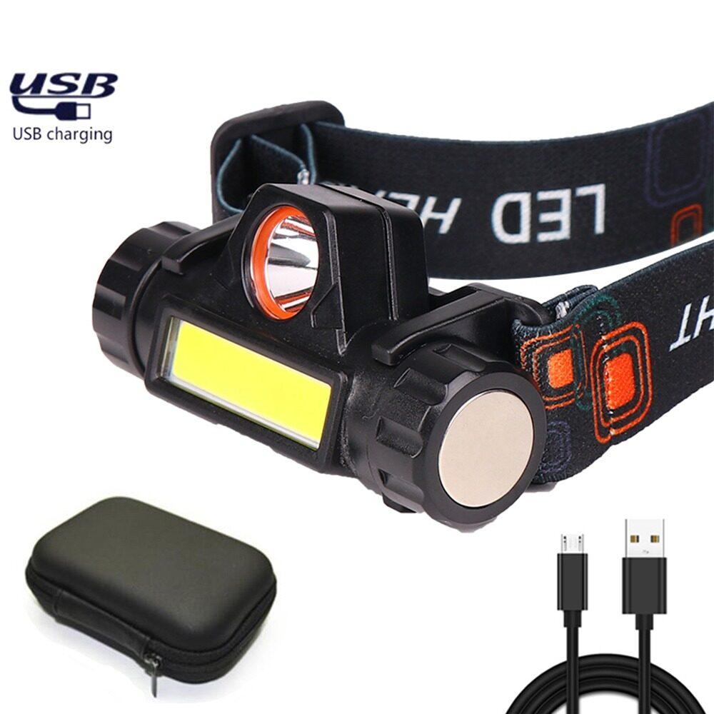 Buy USB Headlight Powerful XPE+COB Headlamp Head Torch Waterproof Head ...