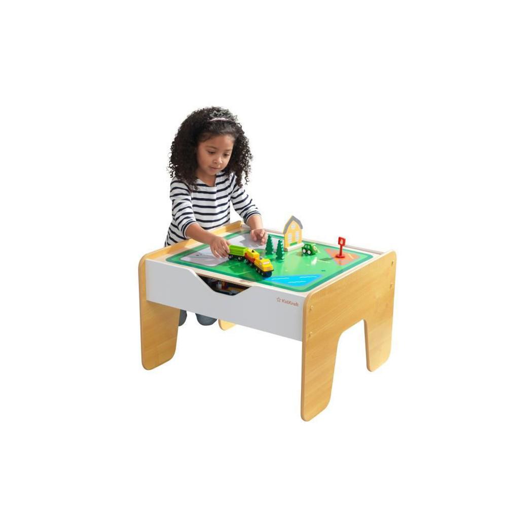 Buy KIDKRAFT - Wooden Table 2 In 1 Train Circuit and Building Bricks ...