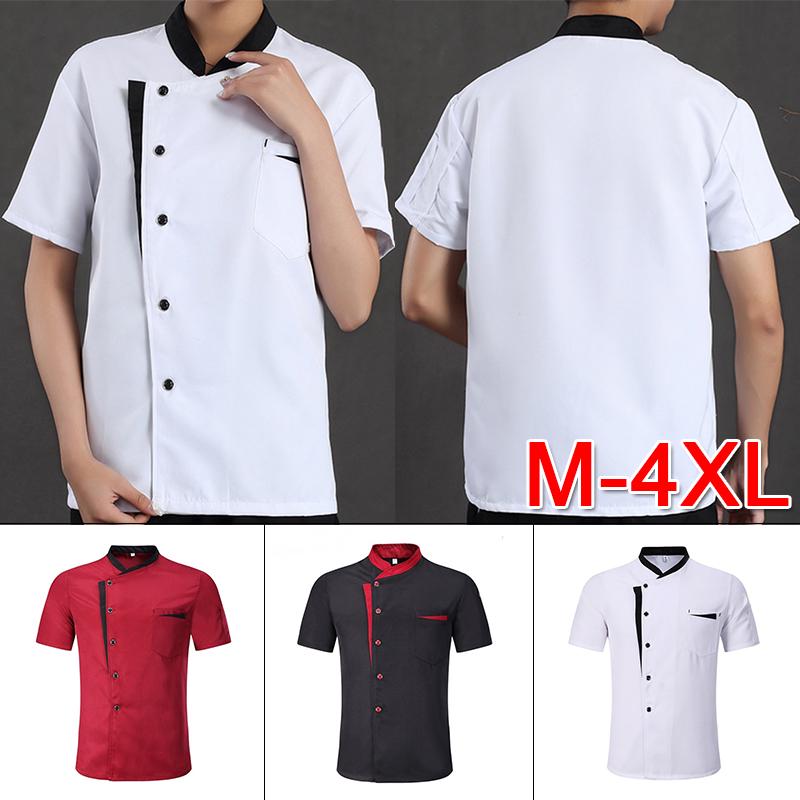 Breathable Short Sleeves Cook Jacket Works Clothes Unisex Restaurant ...